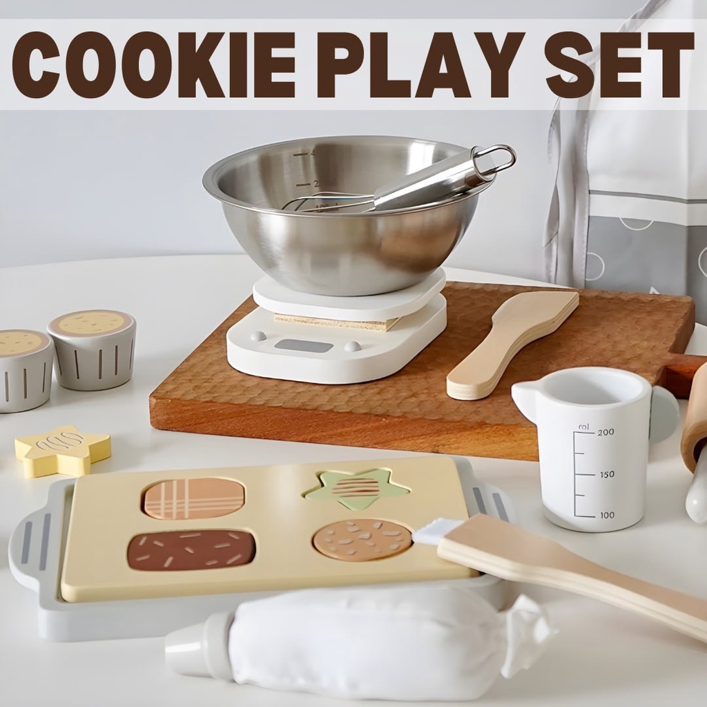 BYJ NUNUKIDS Wooden Cookie Play Set for Kids Cooking Pretend Play ...