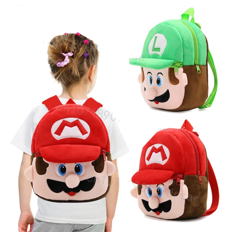 Mario Bros Luigi Plush Schoolbag Backpack Kindergarten Cartoon Game ...