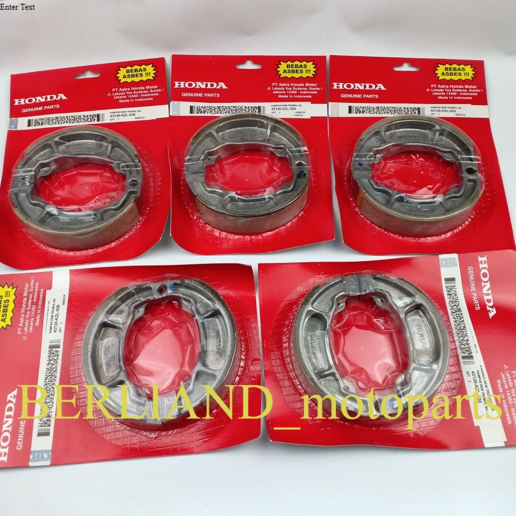 Honda Beat Rear Drum Brake Pad Package - Vario - spacy KZL (CONTAINS 5 ...