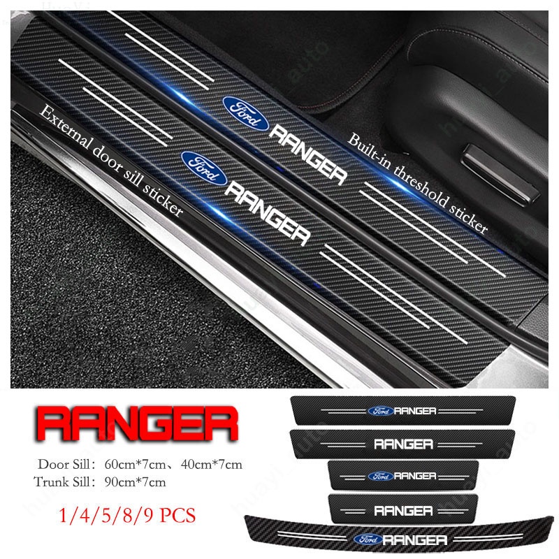 Ford Ranger Car Door Sill Sticker Anti-Scratch Carbon Fiber leather ...