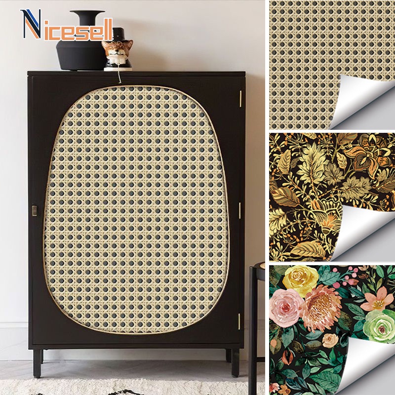 Wall Sticker Rattan Pattern Cabinet Stickers Glass Stickers Wall Decor ...