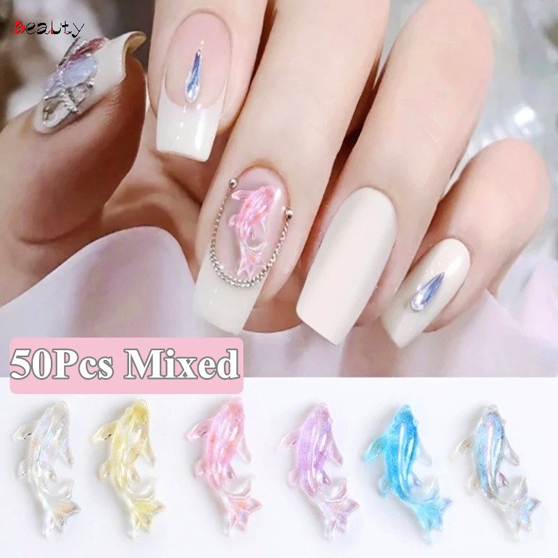 50Pcs Mixed Cartoon Resin Dolphin Nail Art Decoration Mini Cute Charms ...