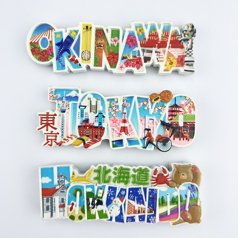 Okinawa, Hokkaido, Tokyo, Japan Refrigerator Magnets 3D Resin Handmade ...