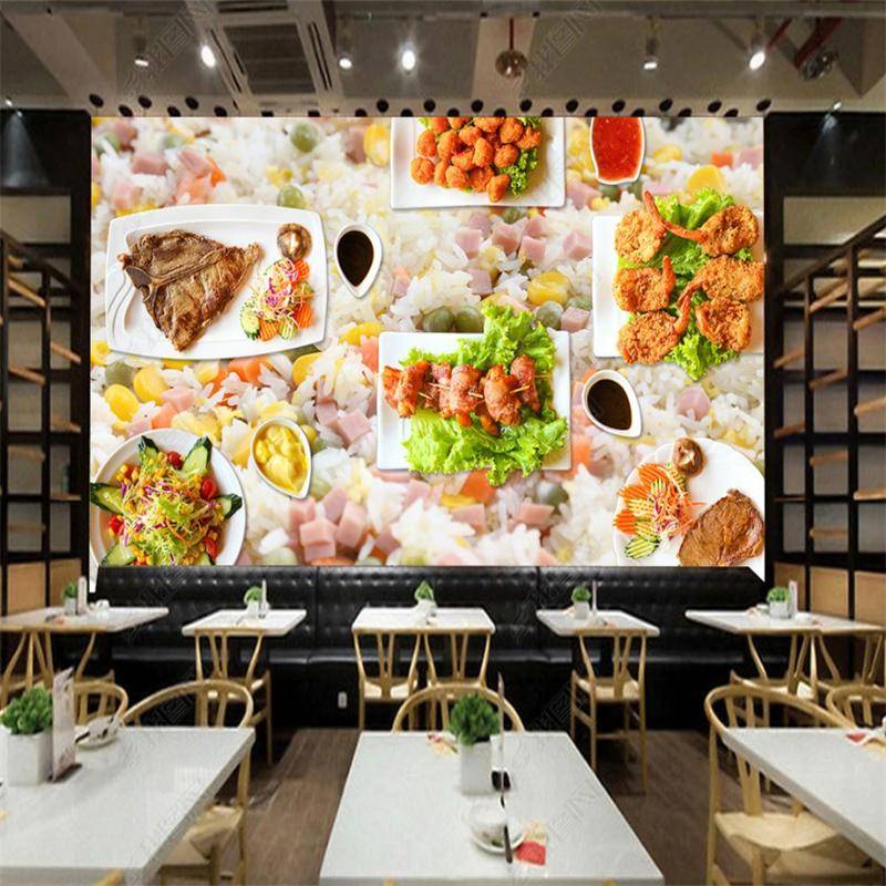 Delicious cuisine pattern 3D wallpapers custom self-adhesive wall paper ...