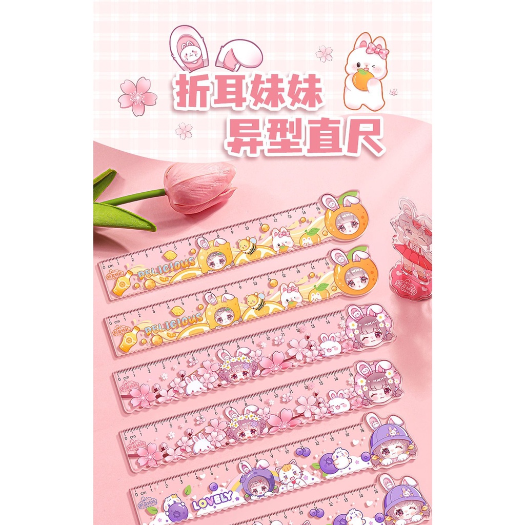 [Ready Stock] Folding Sister Ruler 15cm Cute Cartoon Ruler Wave Ruler ...