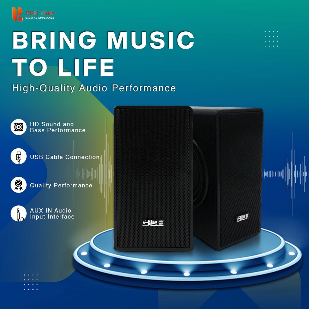 Hi-Fi Speaker Deep Bass & Balance Audio Compatible with TV Laptop and ...