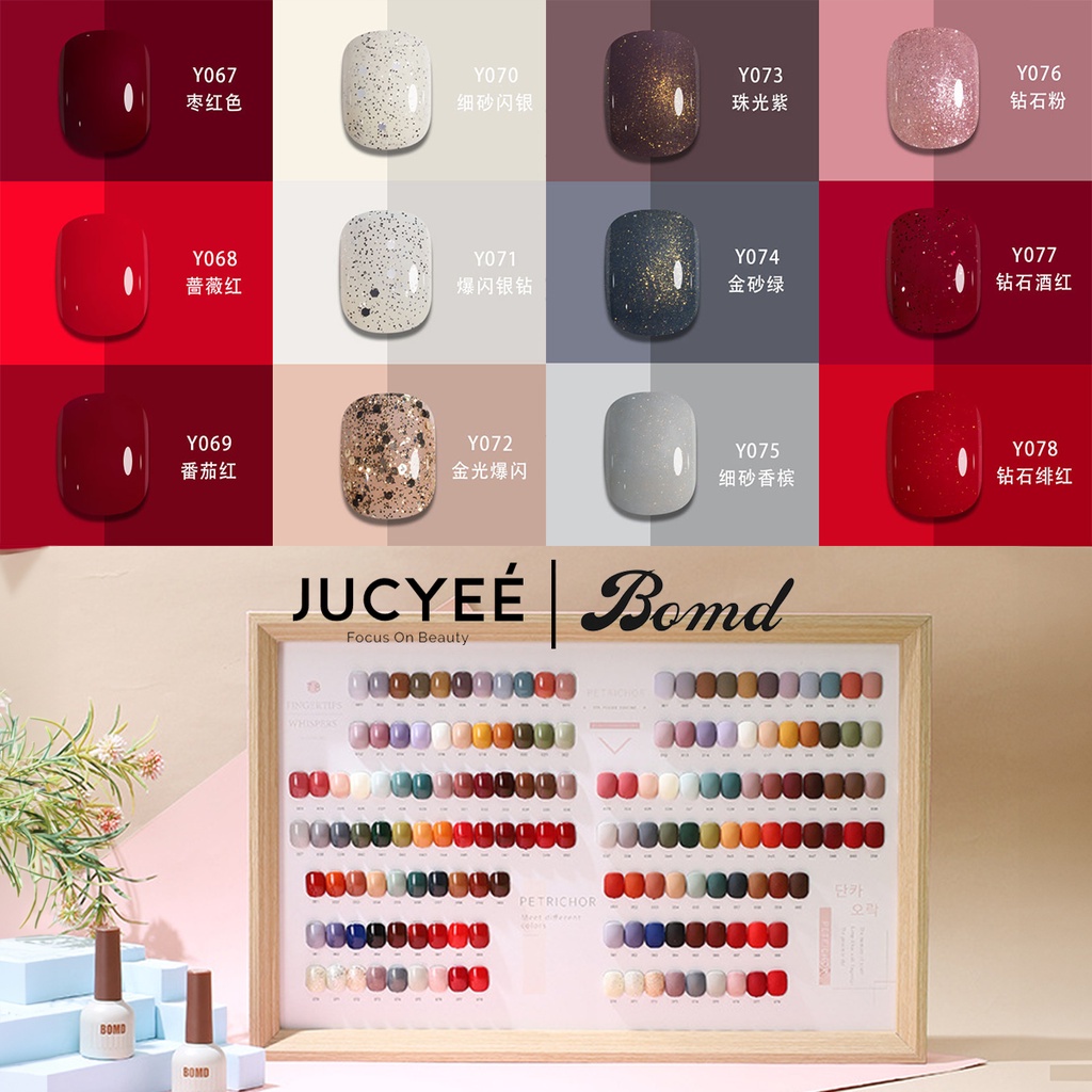 BOMD Y43-Y78 Solid Color Glitter Nail Polish Gel 78color | Shopee ...