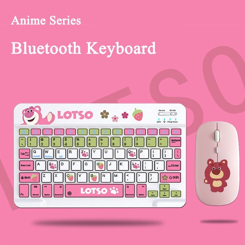 Kawaii Mini Bluetooth Keyboard And Mouse Cute Anime Cartoon Gaming ...