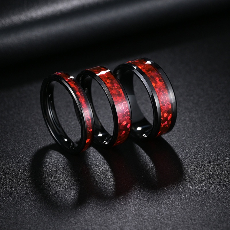 Brand new titanium steel illusion red ring,retro style stainless steel ...
