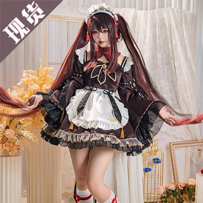 【Wetrose】 Genshin Impact cosplay Hutao maid cosplay costume full set of ...
