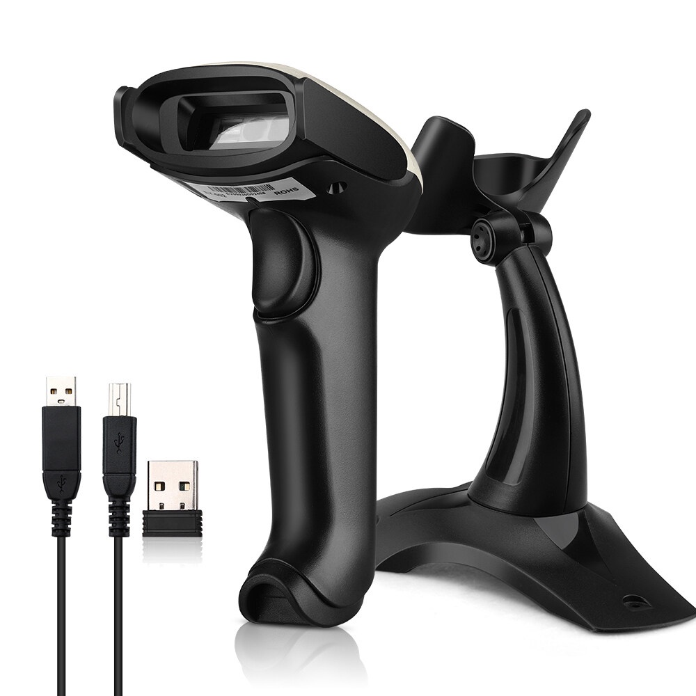 Evnvn 2.4G Wireless 2D Barcode Scanner with Adjustable Stand, 2 in 1 ...