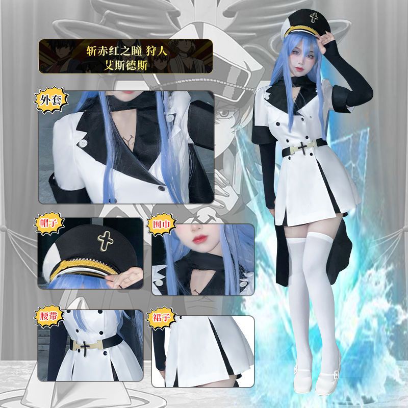 Akame Ga KILL! Cos Esdeath Cosplay Costume Hat Wig Uniform Full Set ...