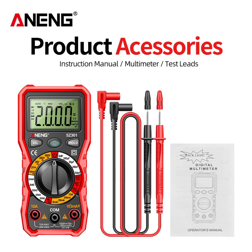 SZ301 Digital Multimeter Professional Multimetro Auto Voltmeter AC DC ...
