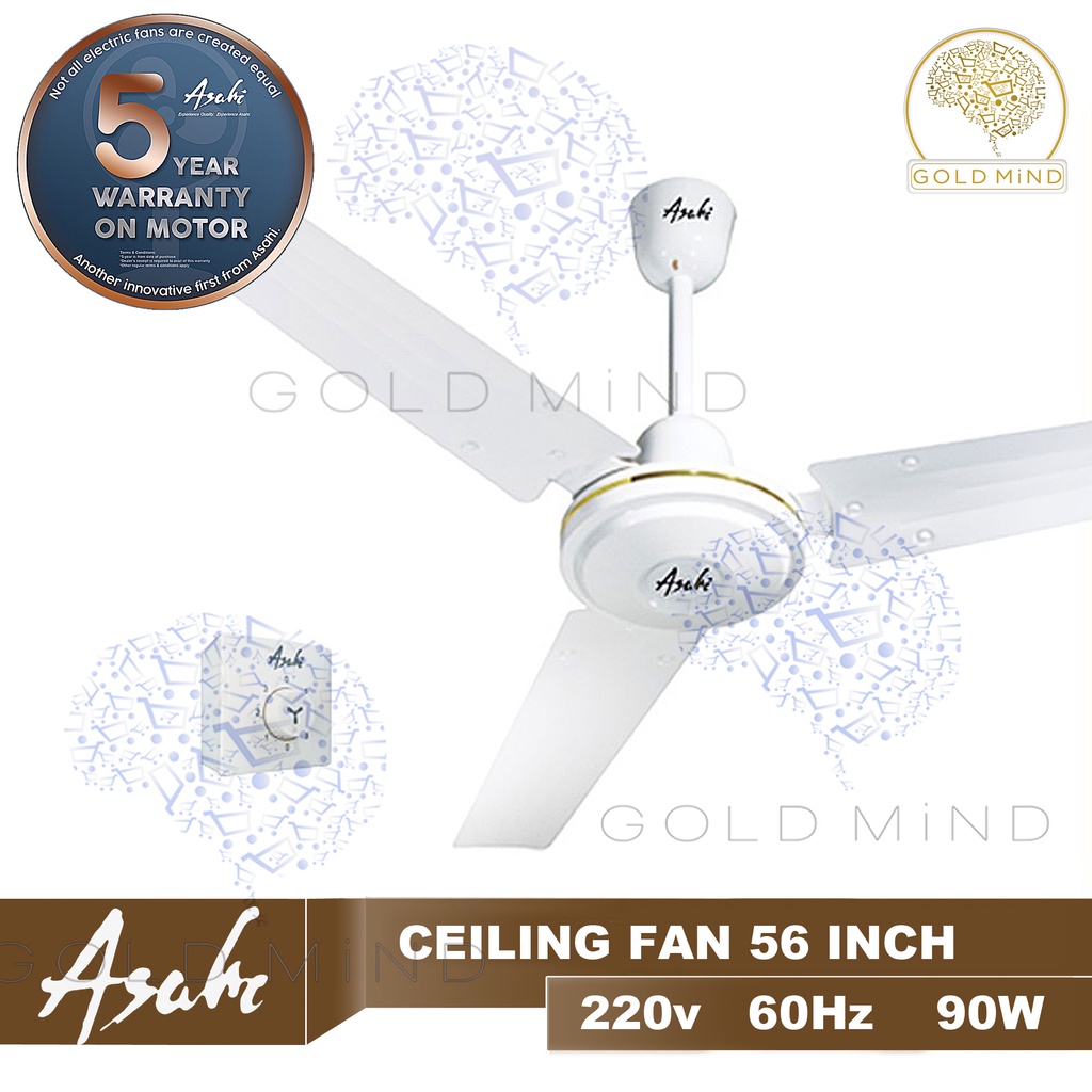 Asahi Ceiling Fan Metal Propeller 56 Inches with Wall Mounted Rotary ...
