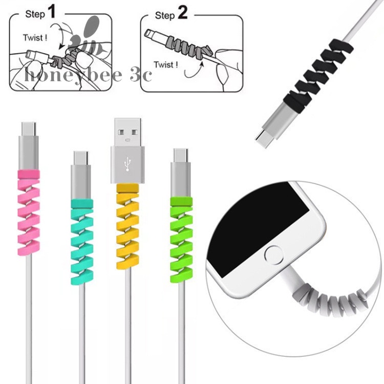 Spiral Cable protector Data Line Silicone Bobbin winder Protective ...