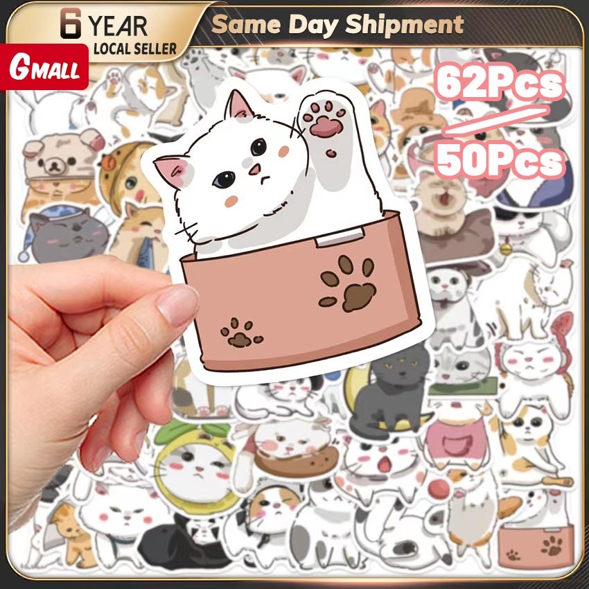 【Fast Delivery】 50/62PCS Cute Cat Animal Stickers Funny Decals Luggage ...