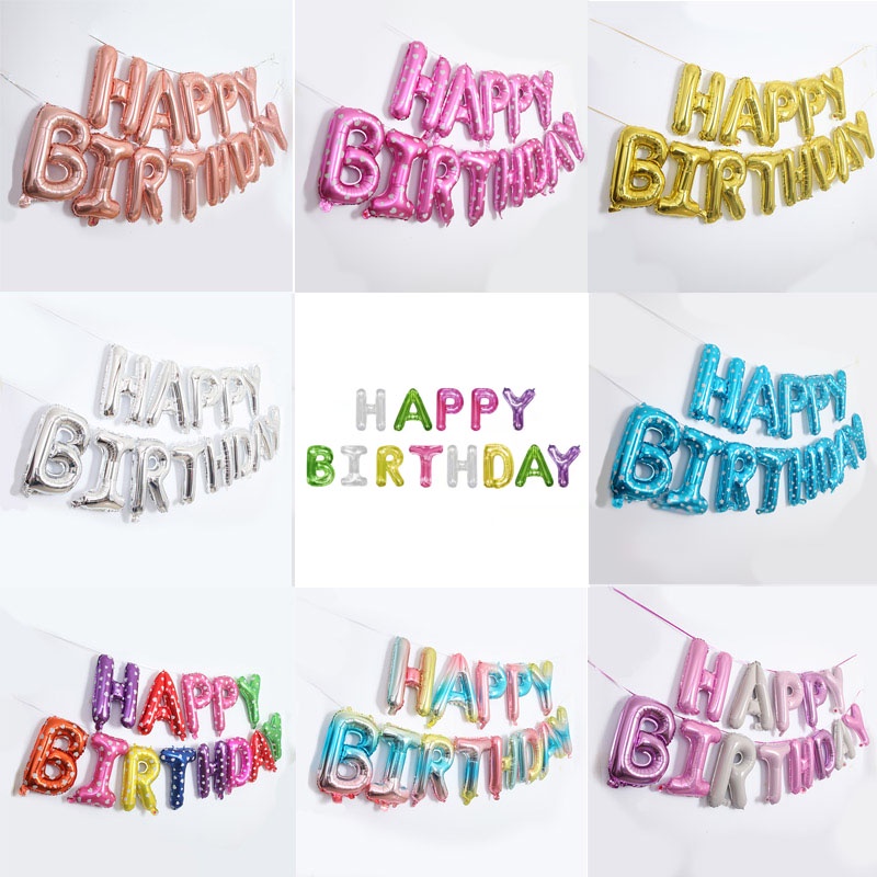 13pcs Happy Birthday Decoration crystal jelly Foil Letter Balloon Set ...