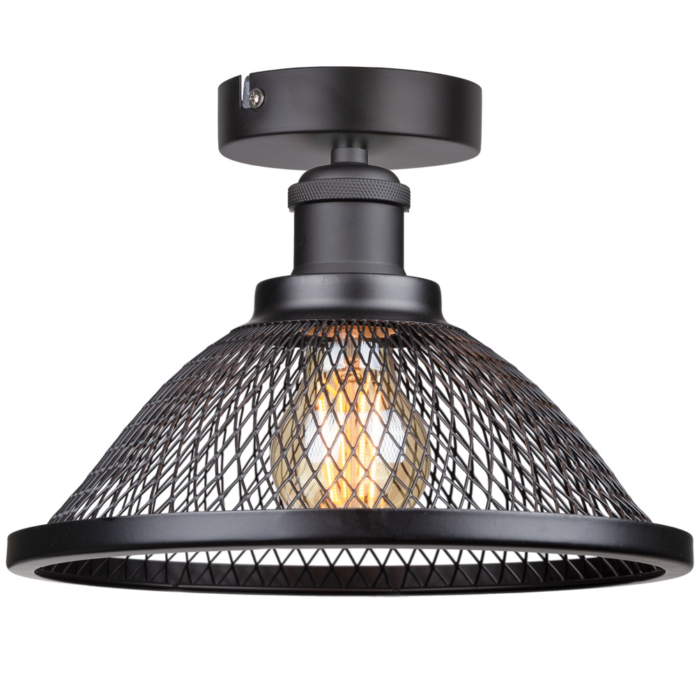 Farmhouse Flush Mount Ceiling Light Industrial Fixture Rustic Black ...