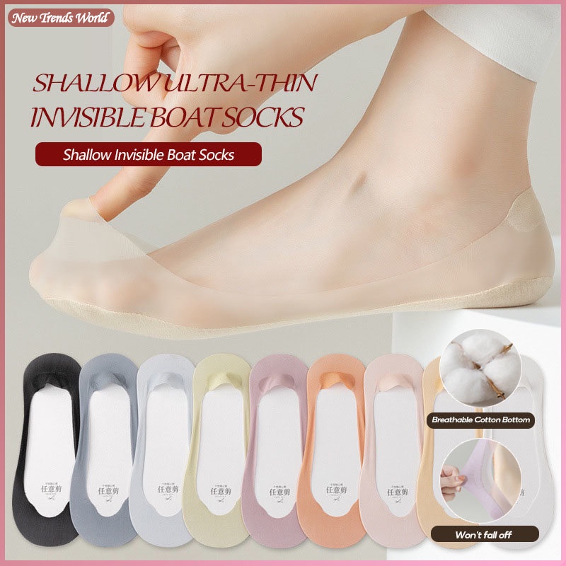 NEW Summer Boat Socks Women'S Shallow-Mouth Invisible Socks Ultra-Thin ...