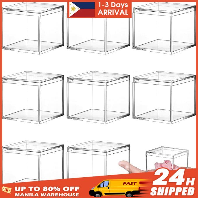 Transparent Acrylic Boxes Cover Plastic Organizer Small Gift Square ...