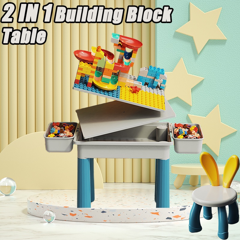 Multifunctional Building Table Kids Activity Big Building Blocks ...