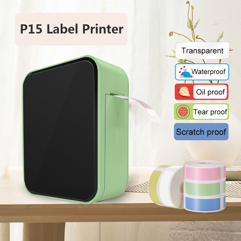 Wireless Label Printer P15 Portable Bluetooth Thermal Label Maker Handheld Mini Machine with ...