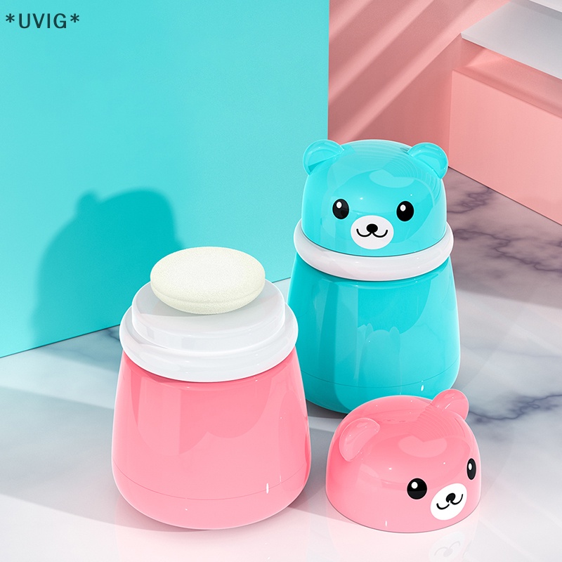 UVIG Cartoon Bear Puff Empty Box Powder Puff Case Portable Body Powder ...