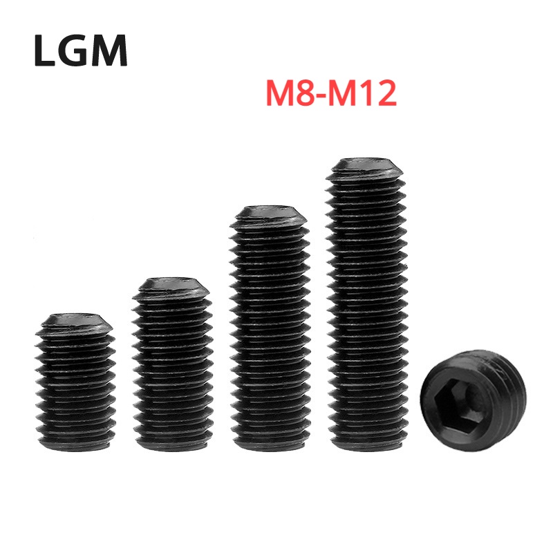Hex Hexagon Socket Set Screw M8 M10 M12 Grade 12.9 Black Carbon Steel ...