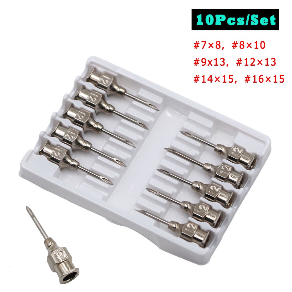 10Pcs Stainless Steel Veterinary Needles Reusable Syringe Needles for ...