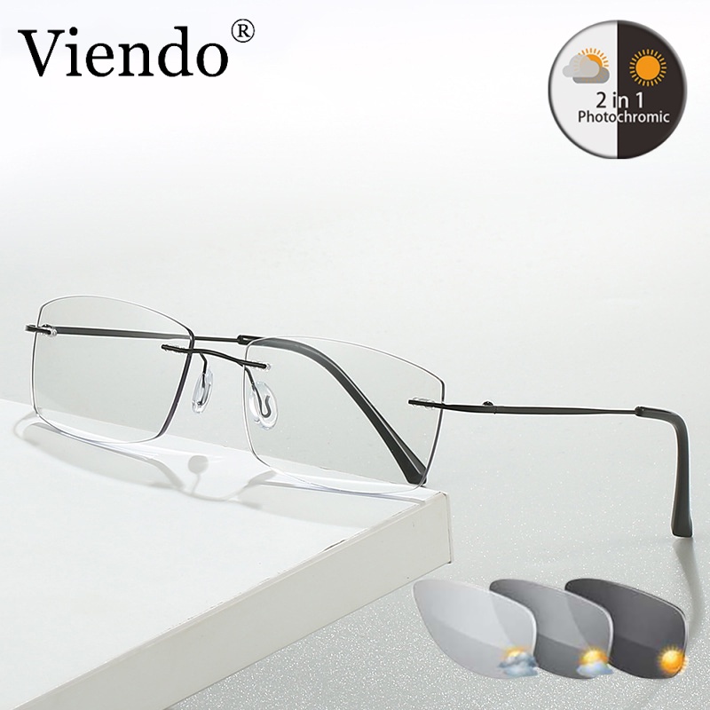 Viendo Photochromic Anti Radiation Computer Eyeglasses rimless Glasses ...