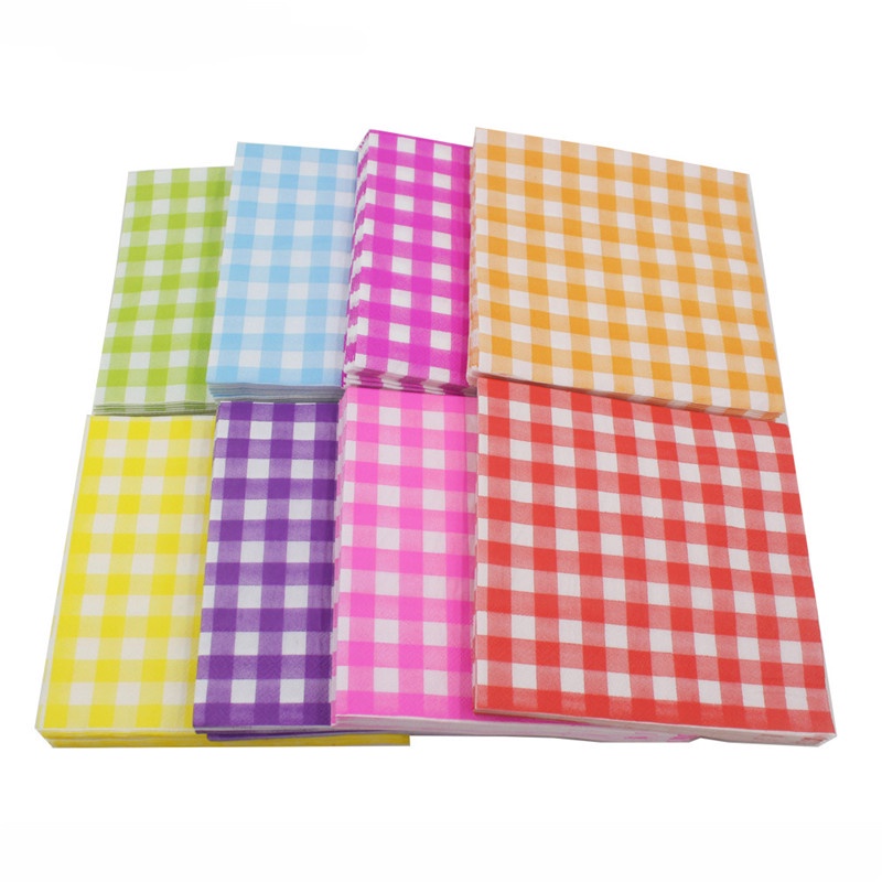 20Pcs/Pack 33x33cm Disposable Plaid Printed Table Dinner Tissue Napkins ...