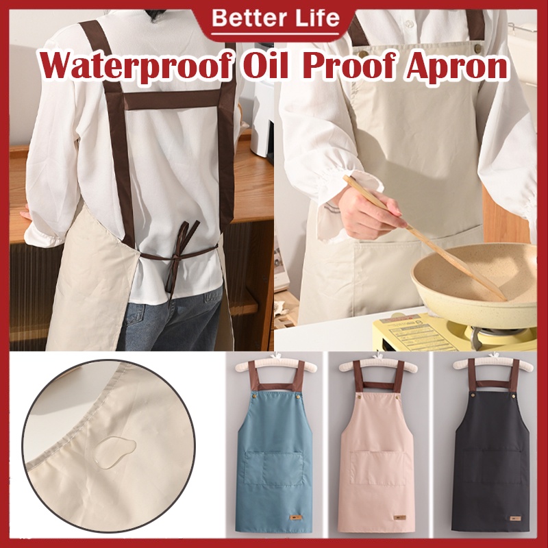 Waterproof and Oil Proof Apron Kitchen Cooking Canvas Apron Sleeveless ...