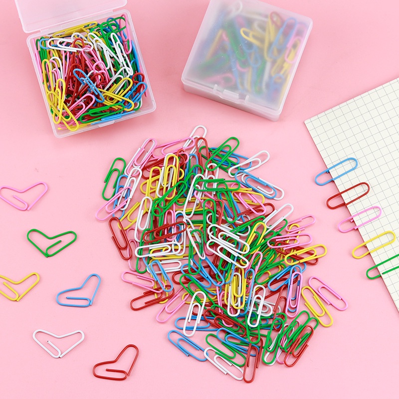 100 Pieces Office Supplies Multi-Color Paper Clips Boxed for Organizing ...