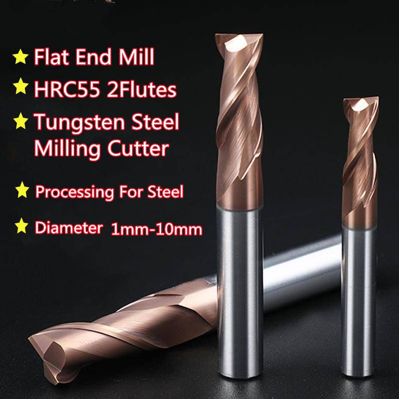 1pc 2 Flutes HRC55 Carbide End Mill Diameter 1mm-8mm CNC Cutting tools ...