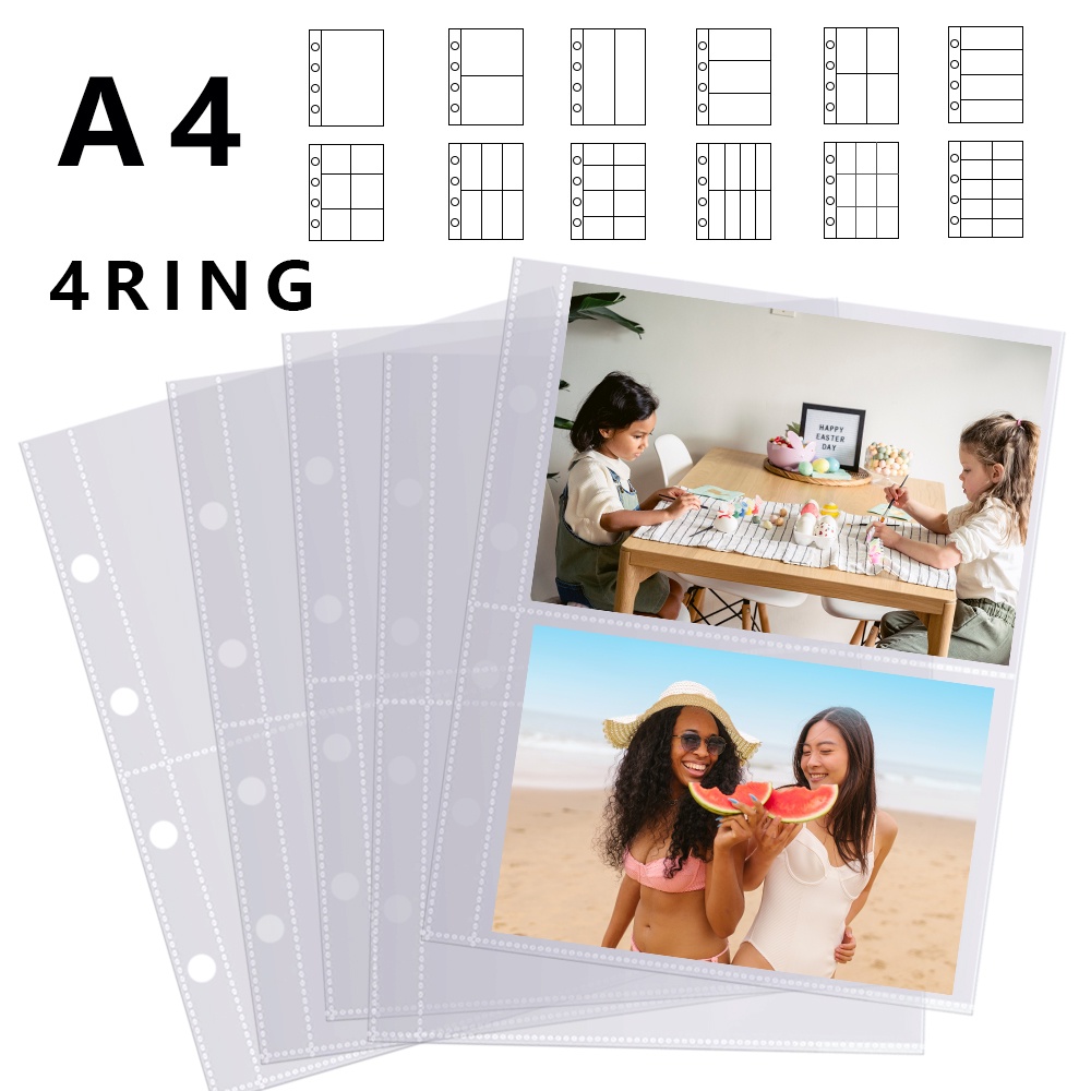 10pcs/pack A4 Loose-leaf Photo Album Refill Pages for 4-Ring Binder and ...