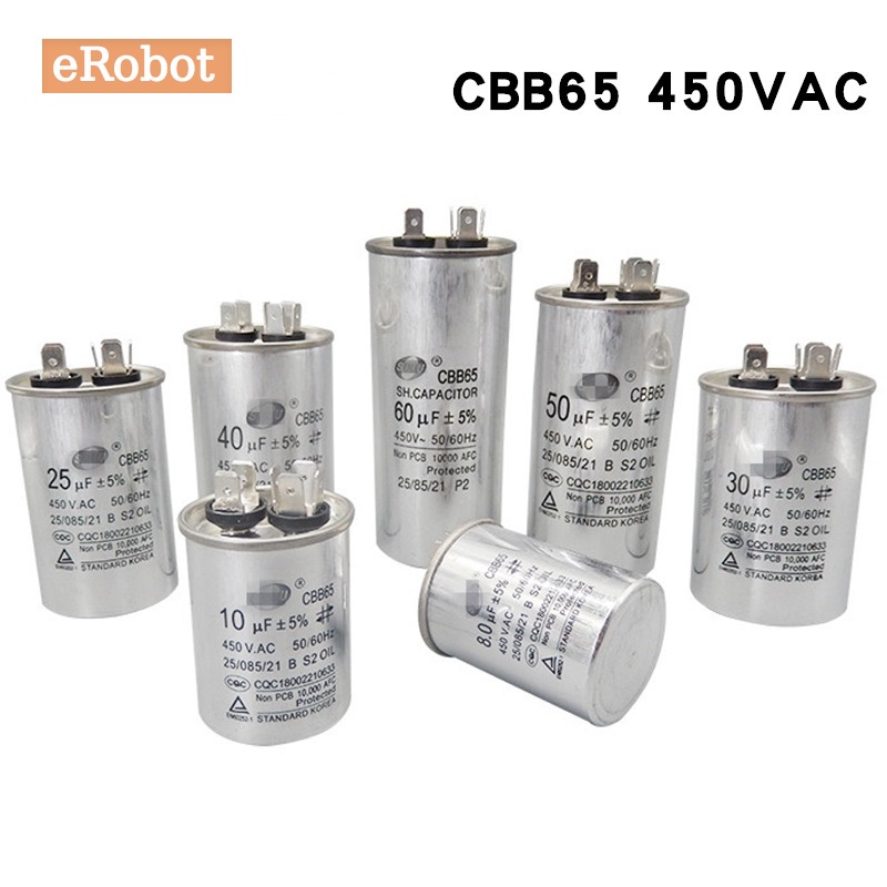 AC Motor Capacitor Air Conditioner Compressor Start Capacitor CBB65 450VAC 5UF 6UF 8UF 10UF 12UF ...