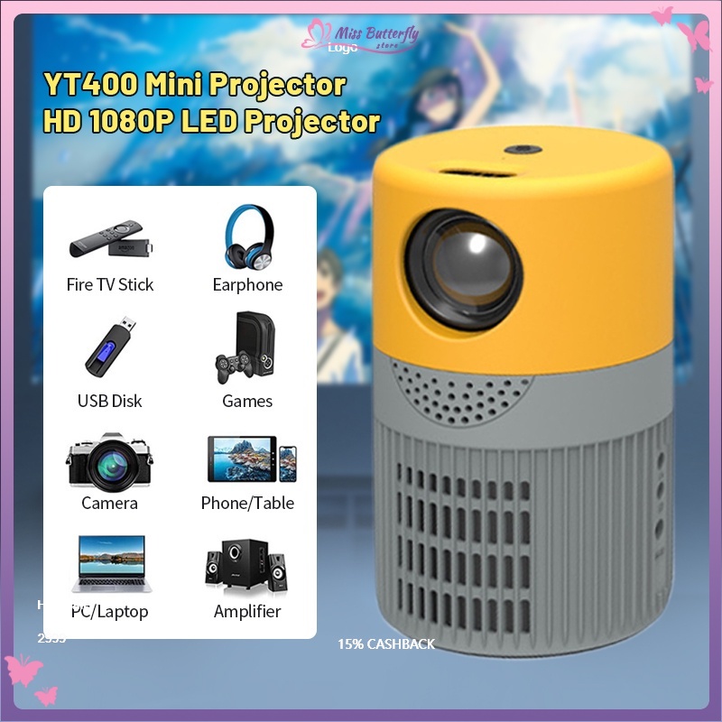Portable Movie Projector Home Theater Video Projector Compatible with ...