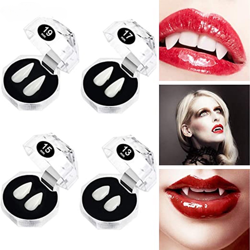 1Pair Resin False Vampire Teeth Dentures Props DIY Horror Cosplay Fangs ...