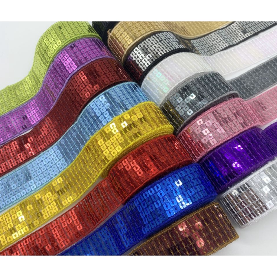 1yard 21mm Sequins Ribbon Lace Trim Sequin Sewing Fabric For Dress ...