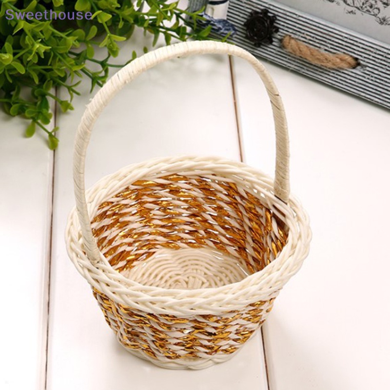 Sweethouse 1pc Woven Flower Basket Hand-Held Basket Wedding Party ...