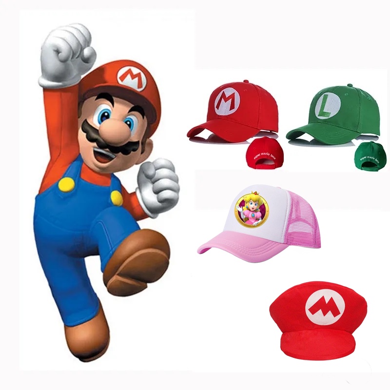 Super Mario Cap Luigi Embroidery Anime Figure Princess Peach Baseball ...