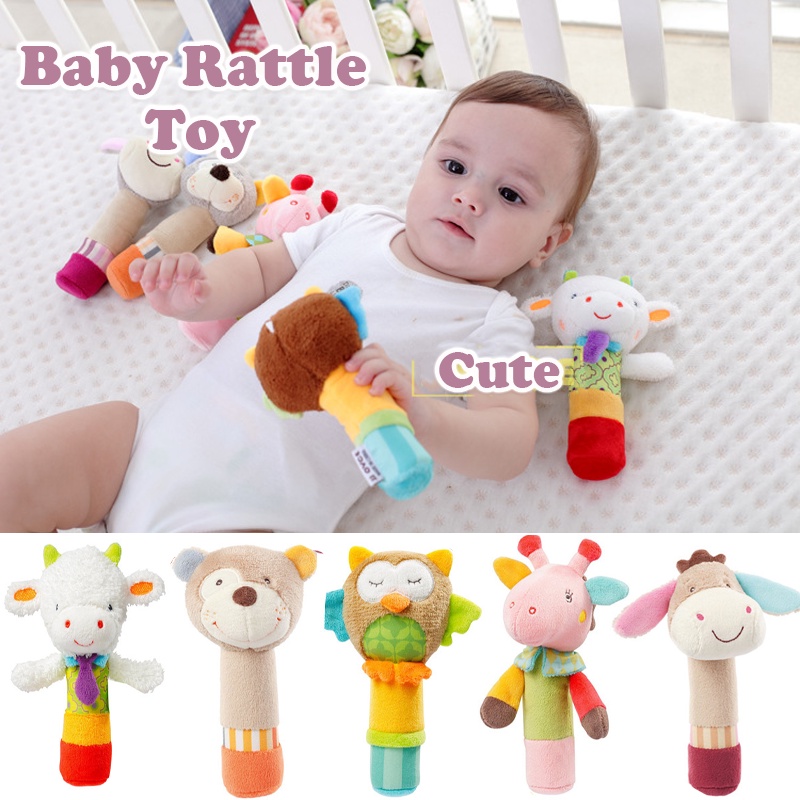 Baby Rattle Toy Animal Soft Squeeze Plush Rattle Hand Bells BB Sound ...