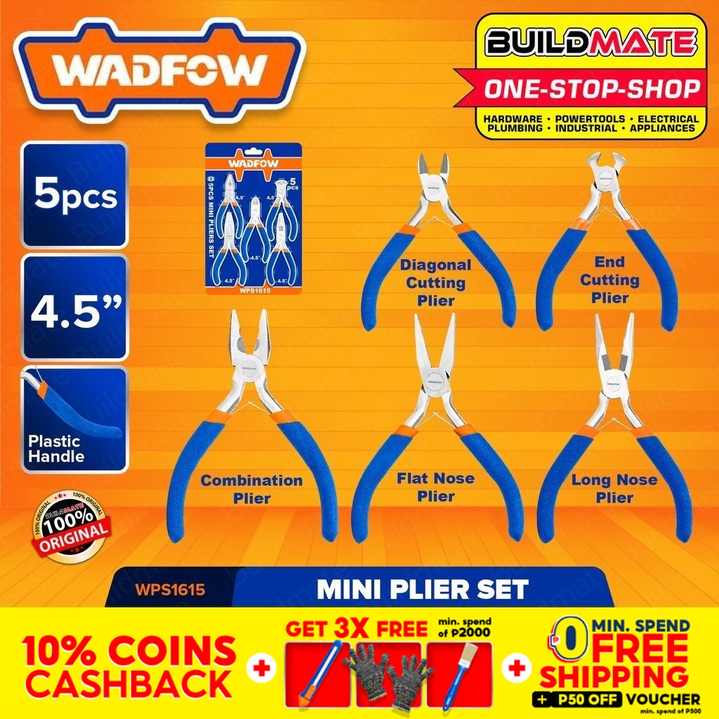 WADFOW 5PCS/SET 4.5 Inch Mini Pliers Combination Diagonal Long Nose ...