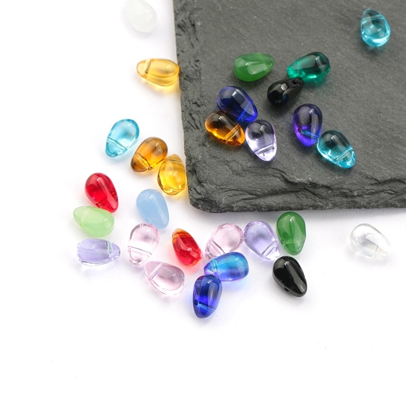 100pcs 6x9mm mixed color smooth glass water drop beads crystal Austria ...