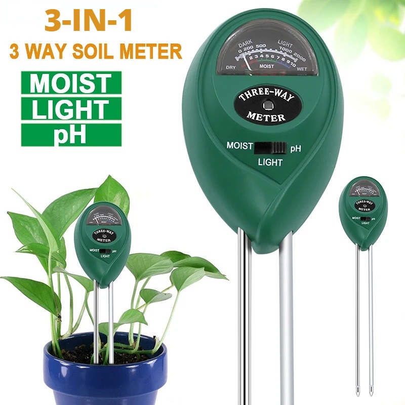 3 In 1 Soil PH Meter Sunlight PH Tester Garden Flowers Soil Moisture ...