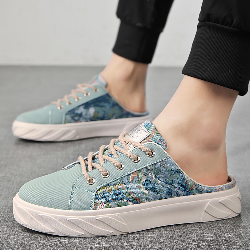 2025 New Style Men's Shoes Summer Lazy Canvas Sneakers Slip-On Half ...