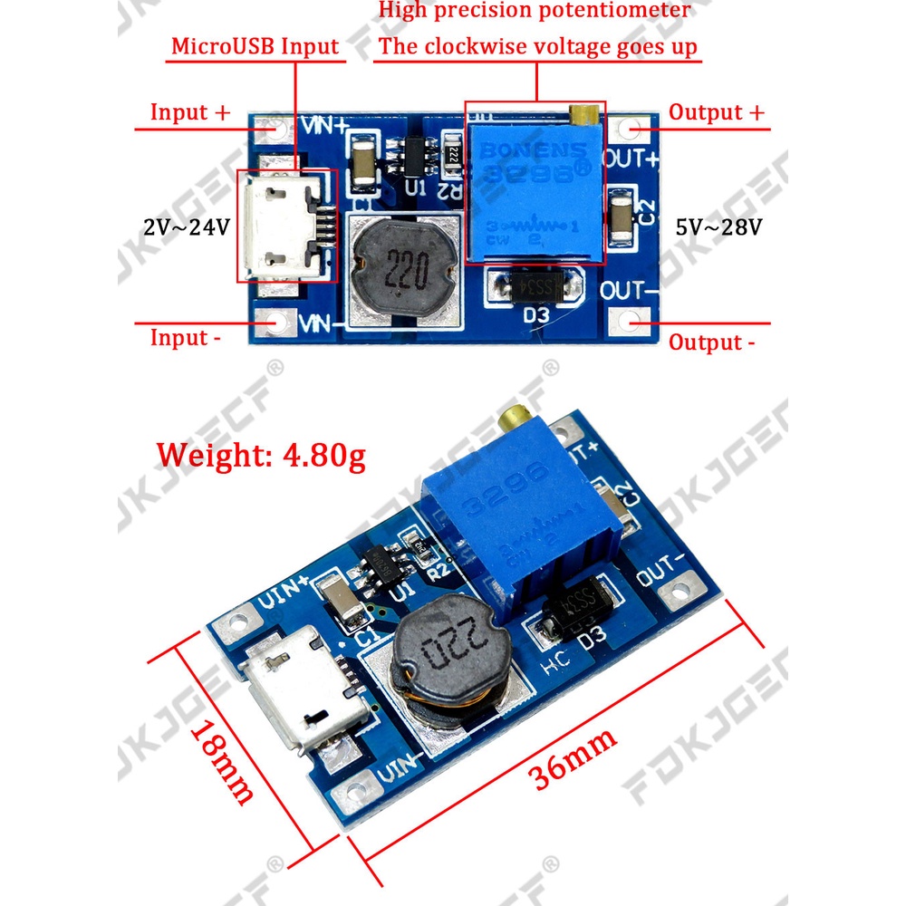 5pc Micro USB 5V 1A 18650 TP4056 Lithium Battery Charger Module ...