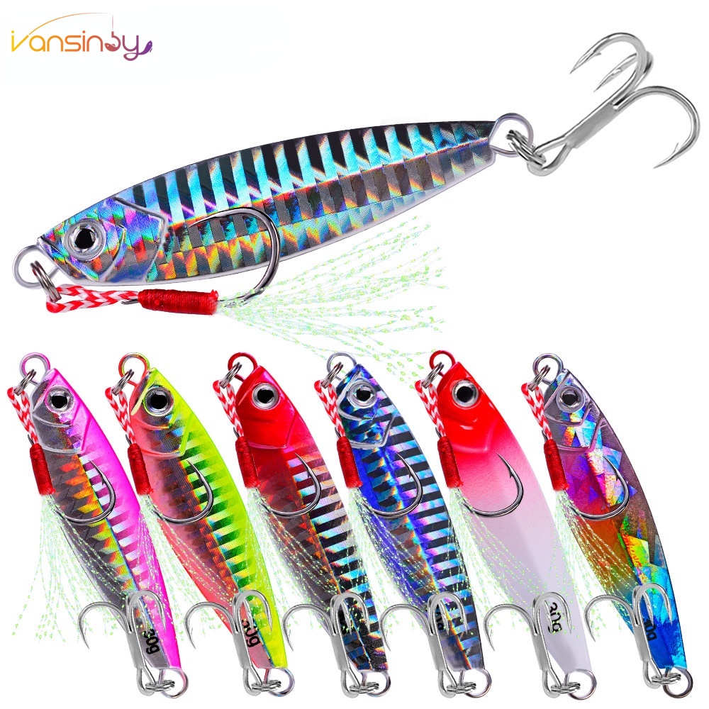 7g/10g/15g/20g/30g Jigging Hook Spinner Bait Laser Metal Jig Umpan Casting Spoon Fishing Lure ...
