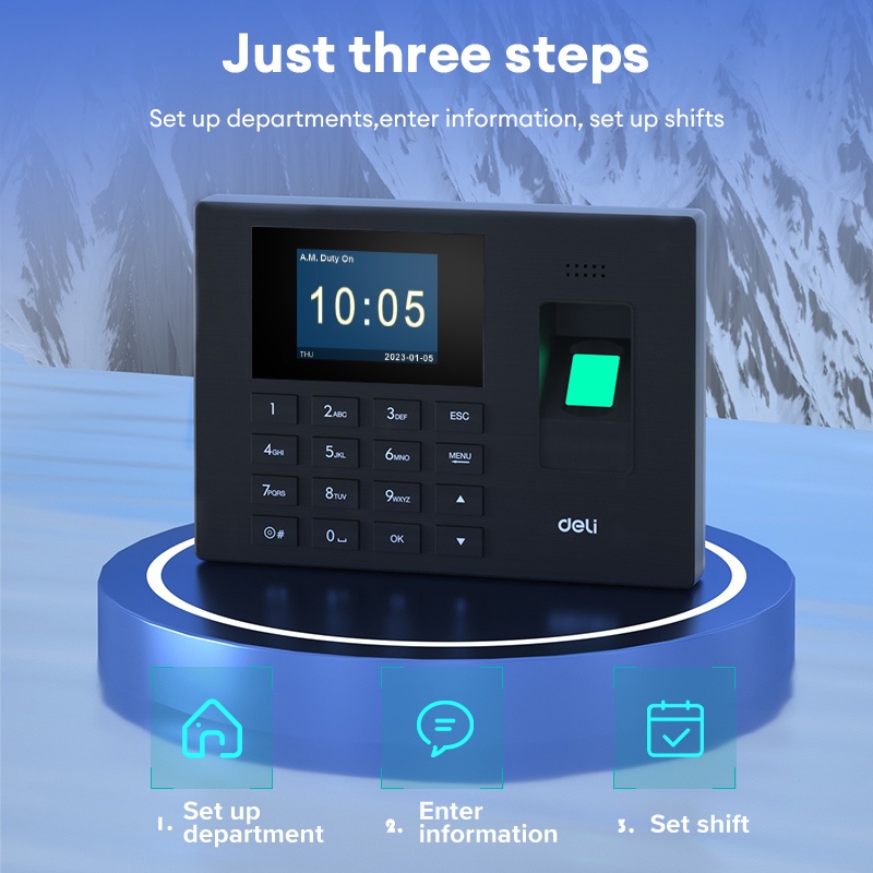 Deli Biometrics Fingerprint Scanner 2.4'TFT Screen Attendance Machine ...