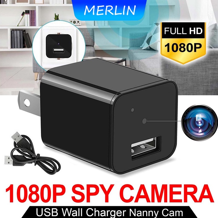 MERLIN Hidden Camera Spy camera Mini Camera Wall Charger CCTV Camera ...